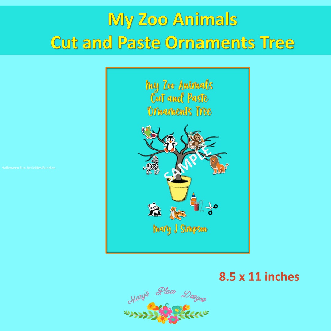 My Zoo Animals Cut and Paste Ornaments Tree | Scissor Skills | 30 Full ...