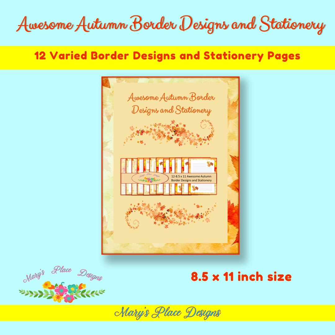 Page Borders & Stationery in Autumn Colors Twelve 8.5x11 Pages PDF ...