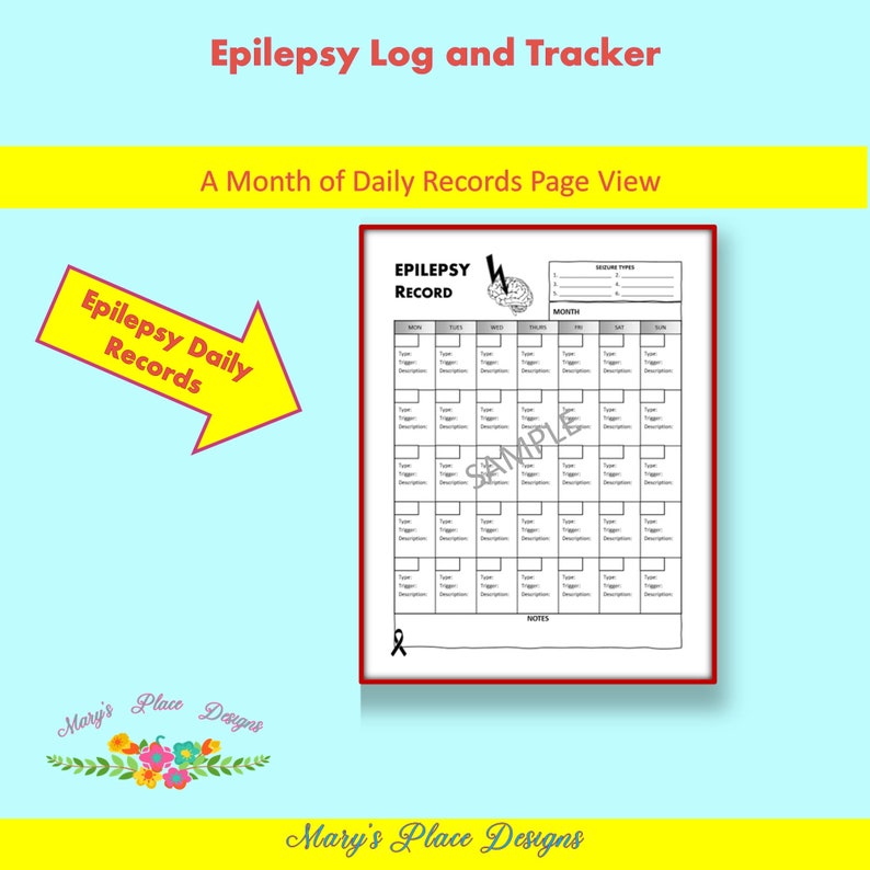 Monthly Epileptic Tracker | Epileptic Seizure Log | Seizure Care ...