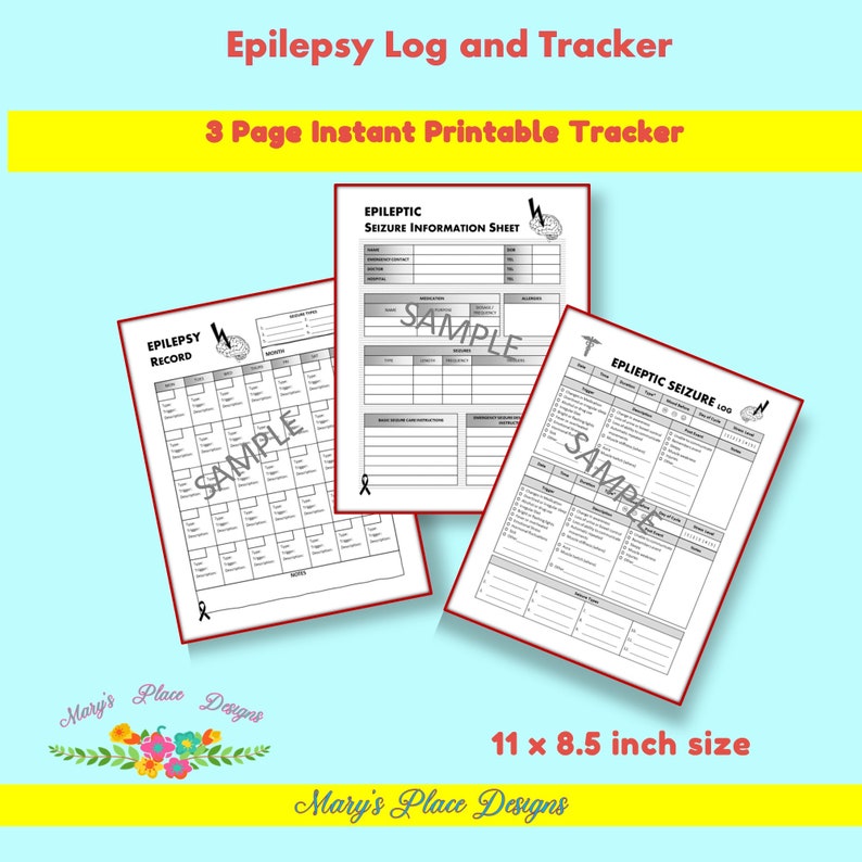 Monthly Epileptic Tracker | Epileptic Seizure Log | Seizure Care ...