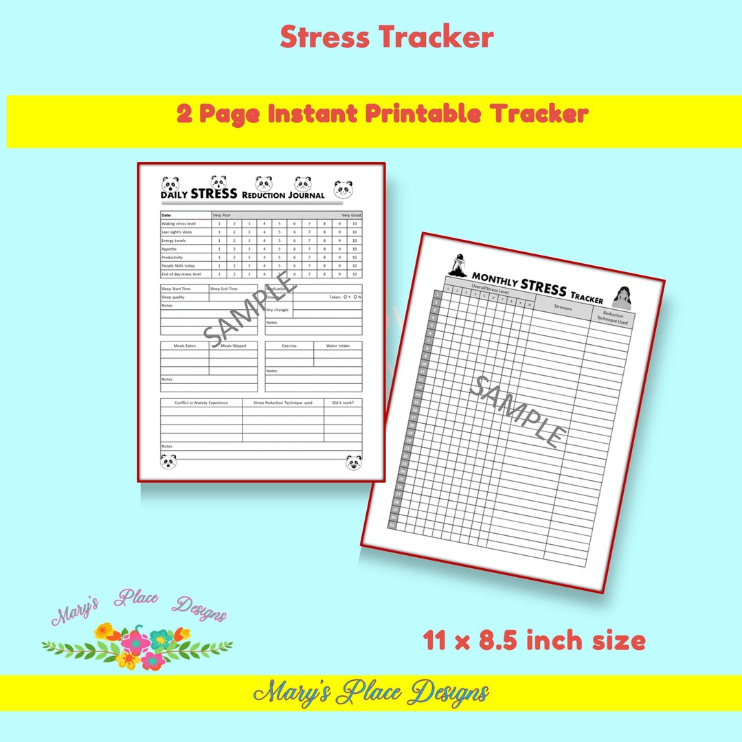 Monthly Stress Tracker Stress Checklist categorized Prompts Daily ...
