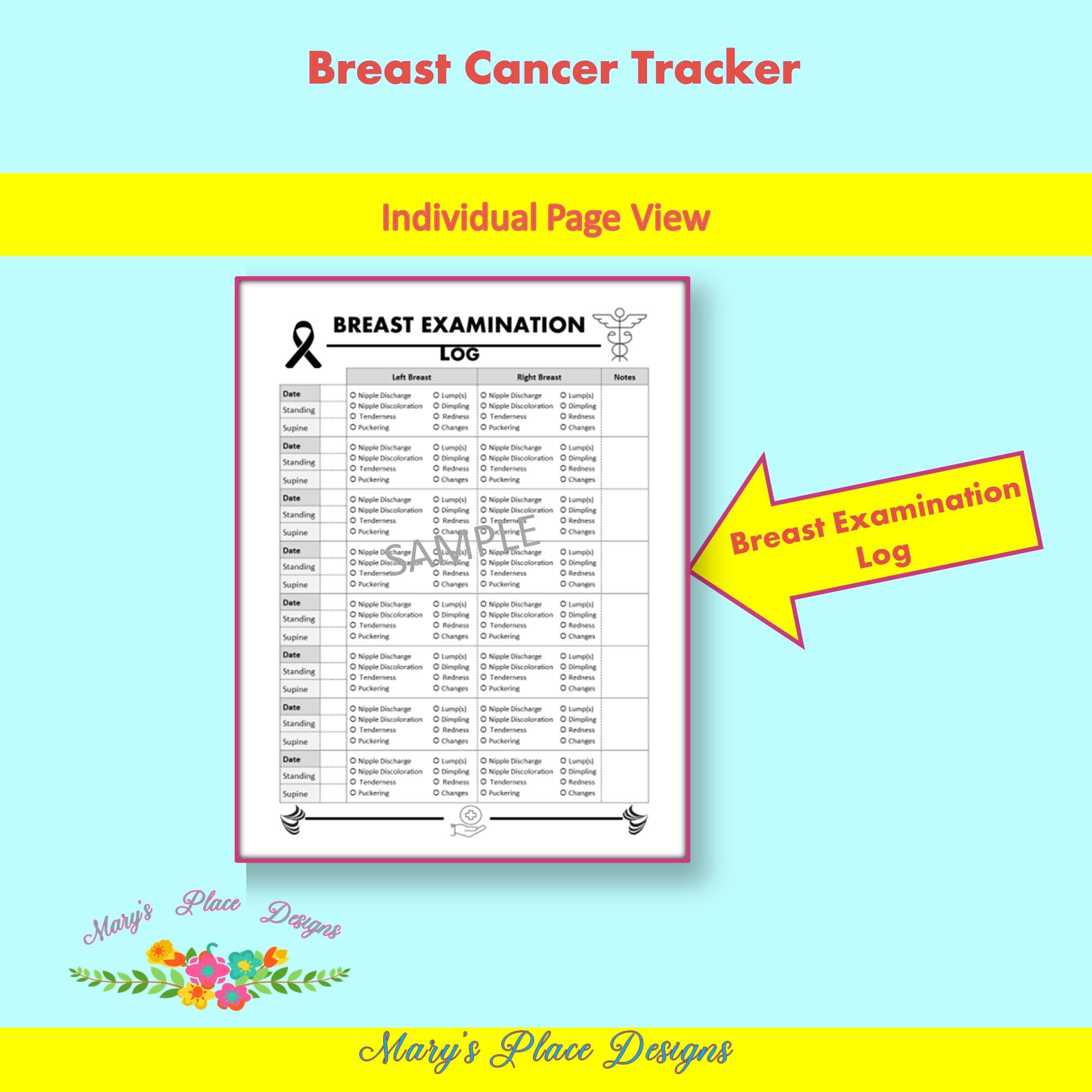 Breast Cancer Tracker |breast Examination Log | Treatment Team ...