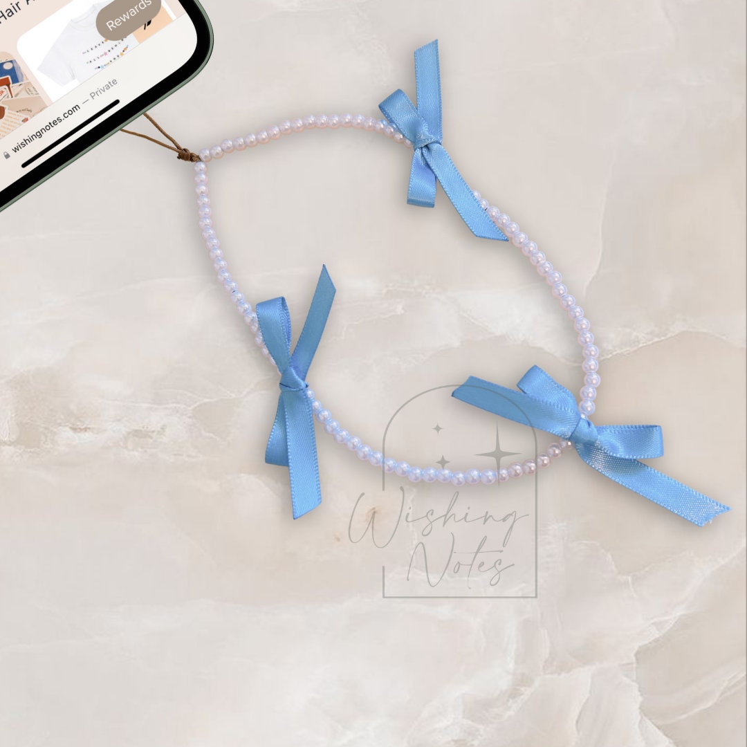 Blue Bow Phone Strap, Aesthetic Phone Strap, Ribbon Phone Charm, Gift ...
