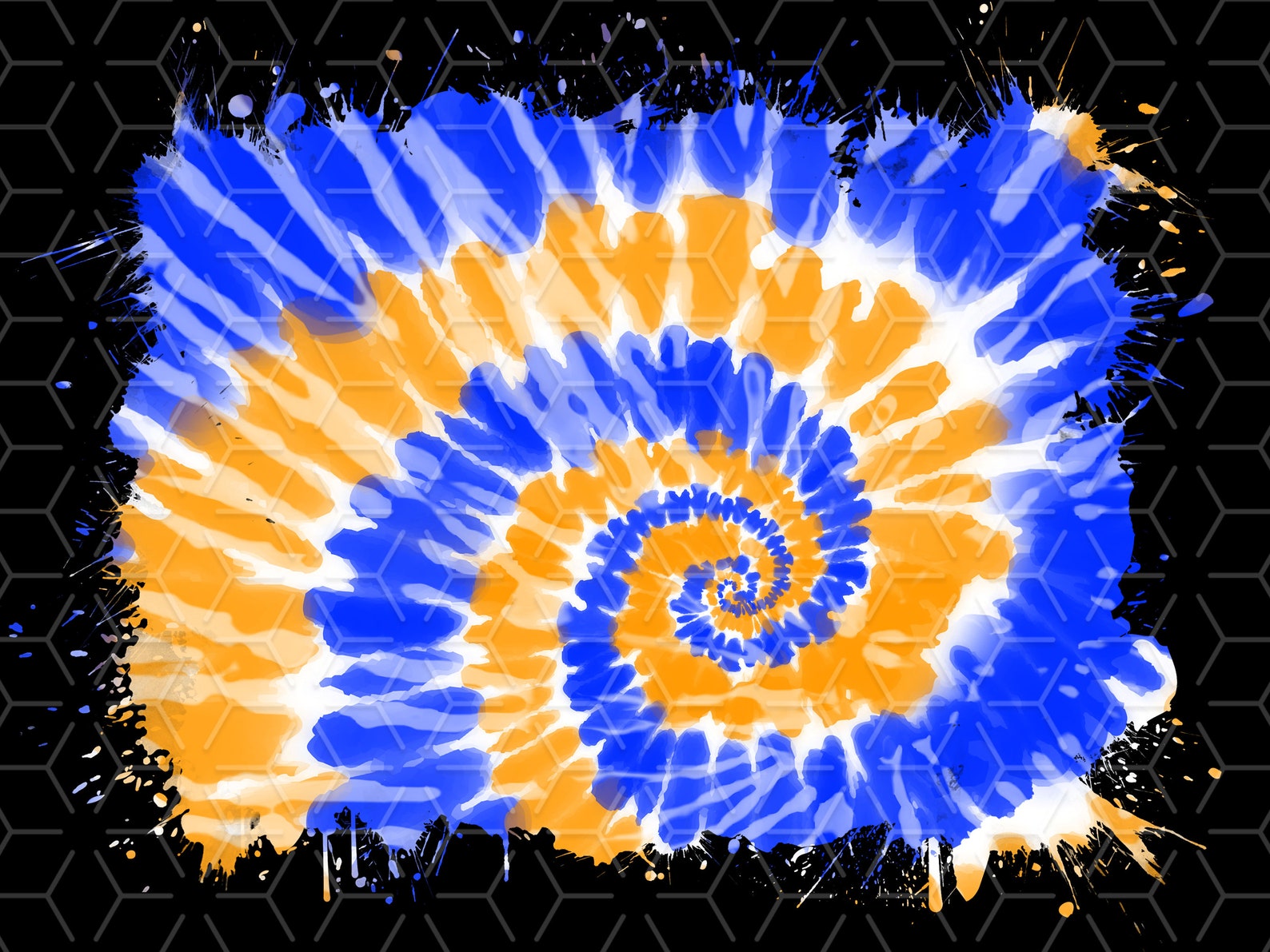 Blue and Orange Tie Dye Background Distressed Tie Dye Frame Sublimation ...