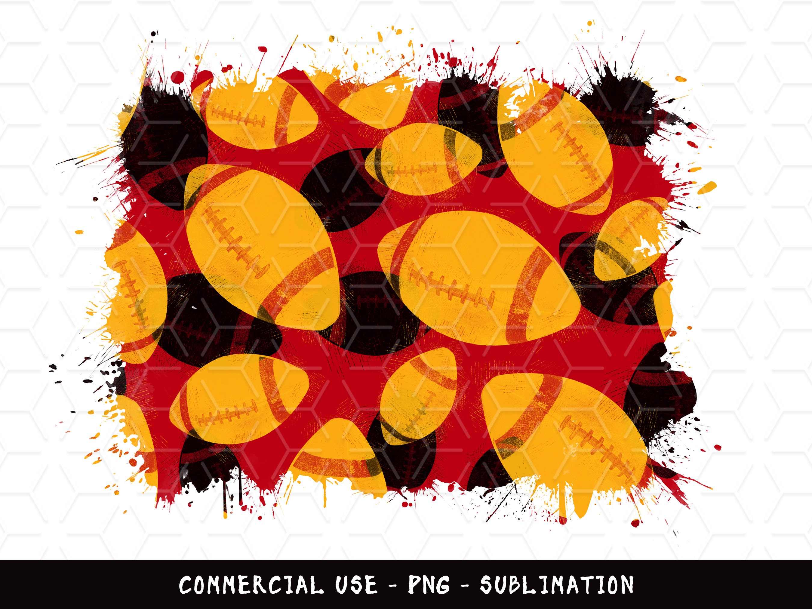 Red Yellow & Black Distressed Football Paint Splatter Background ...