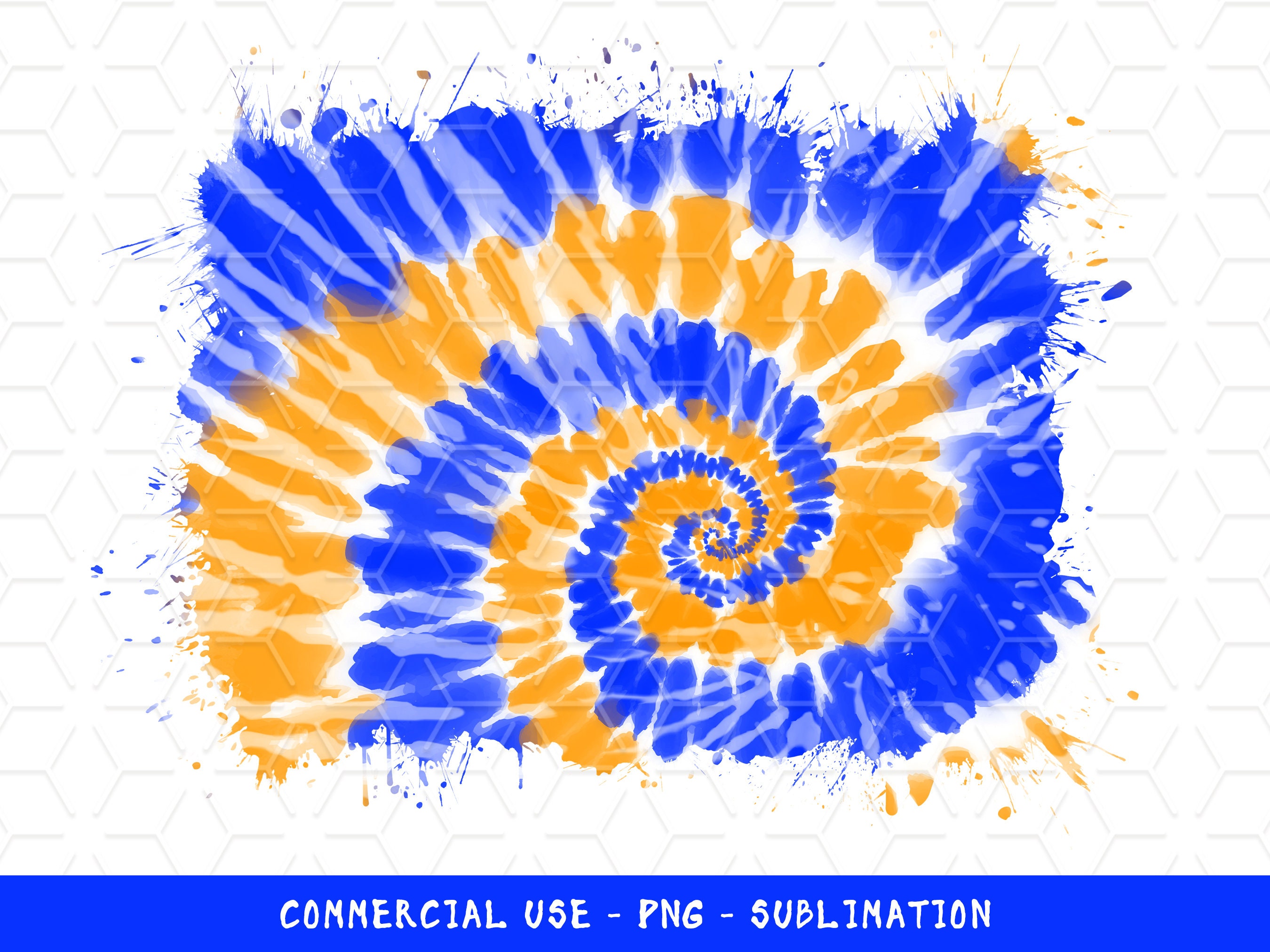 Blue and Orange Tie Dye Background Distressed Tie Dye Frame Sublimation ...