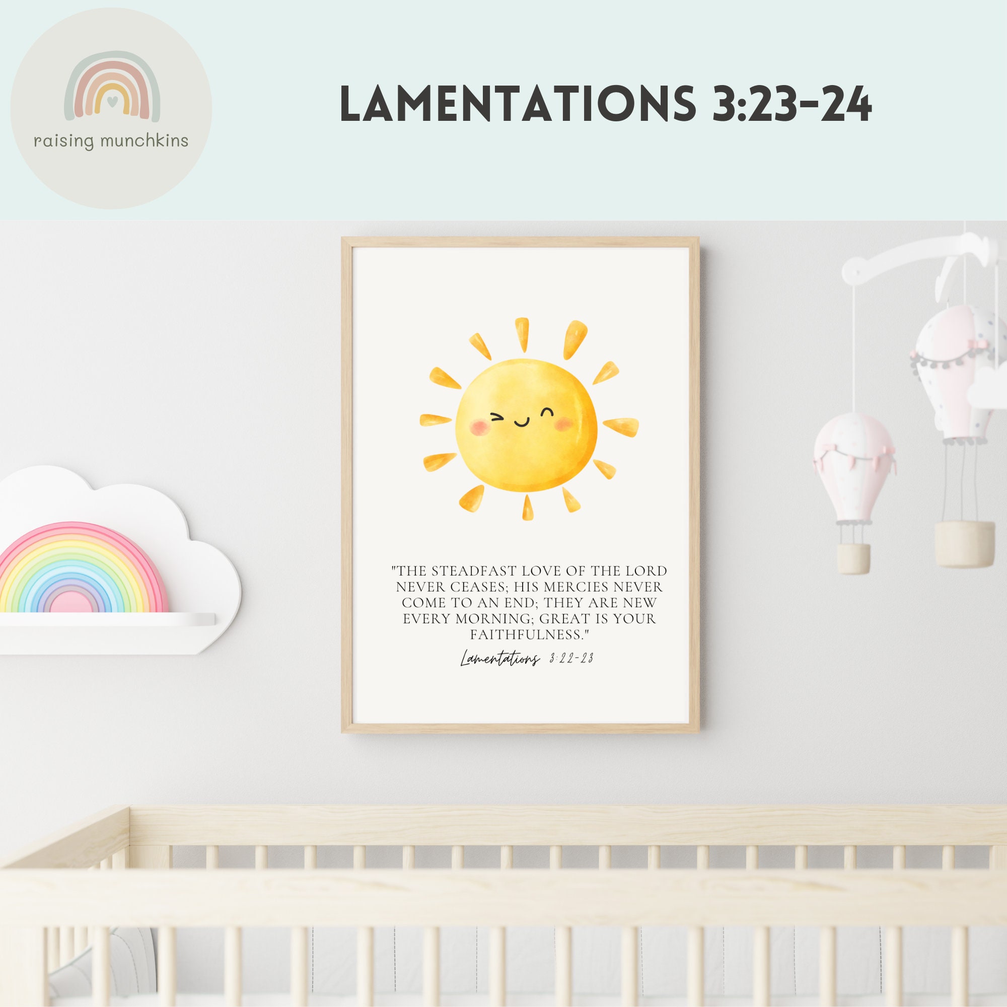 Lamentations 3:22-23 Digital Print, Kids Bible Verse Wall Art ...