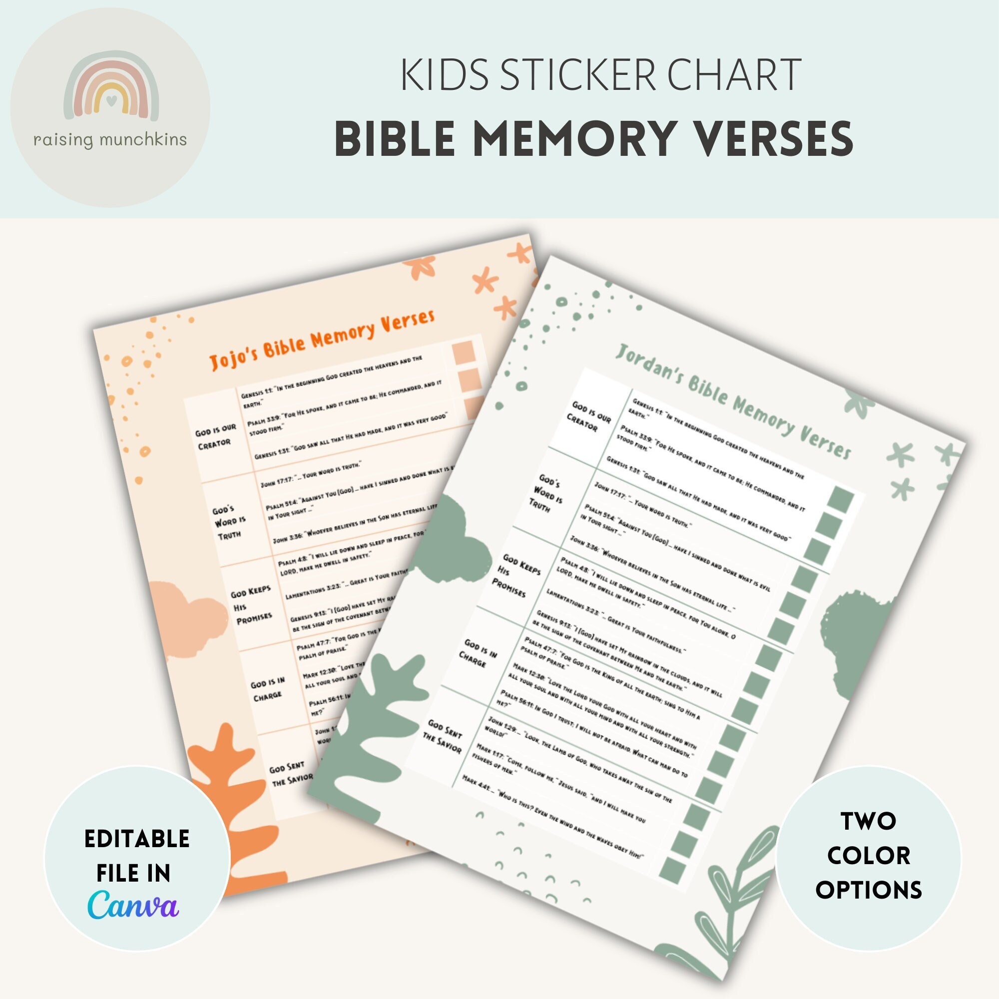 Bible Verse Sticker Chart for Kids Bible Memory Verse - Etsy UK
