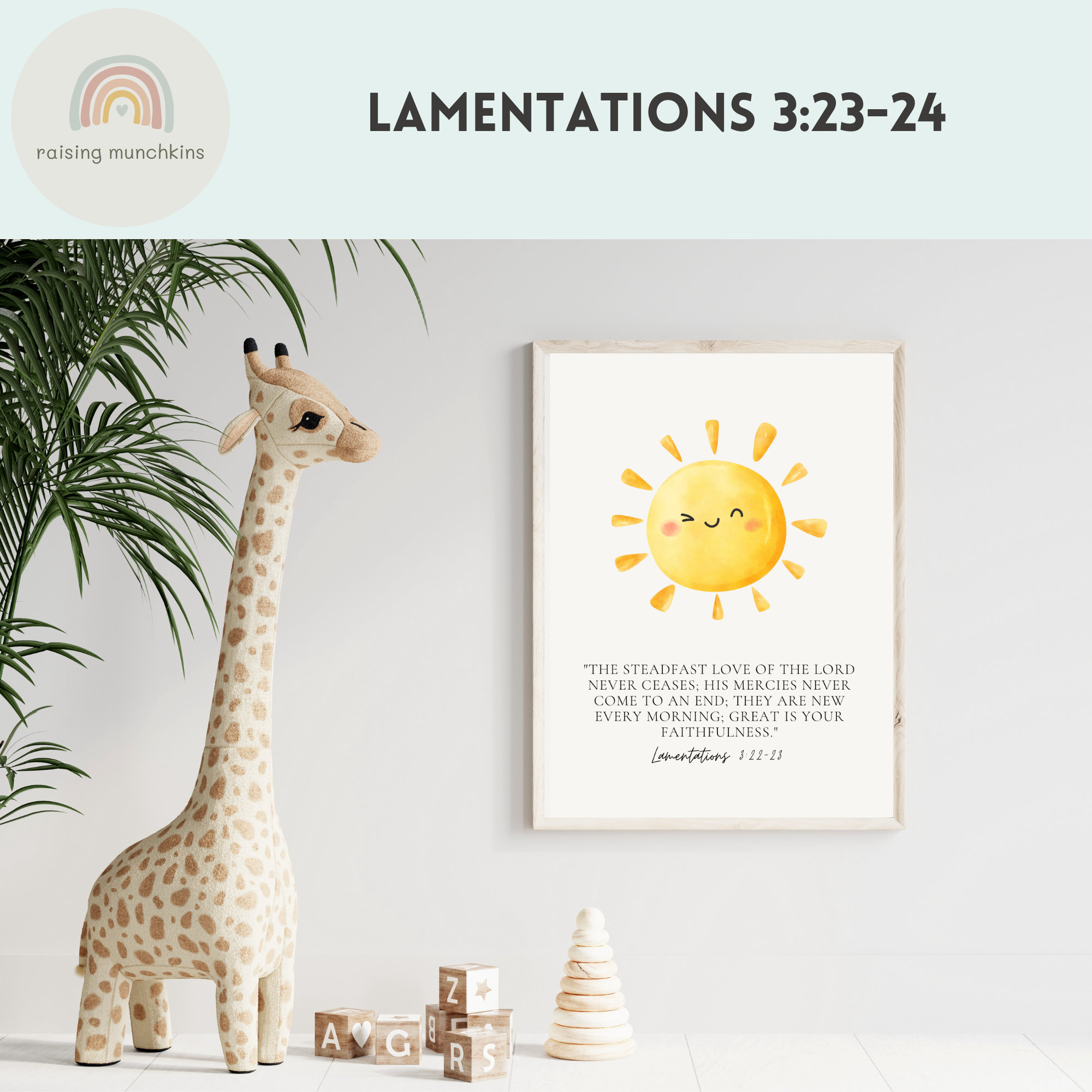 Lamentations 3:22-23 Digital Print, Kids Bible Verse Wall Art ...