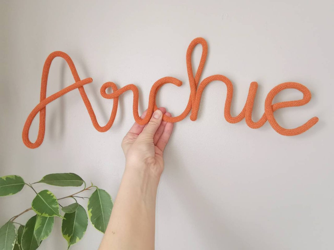 Personalised Knitted Wire Name Wire Rope Name Wire Signs Toddler Room ...
