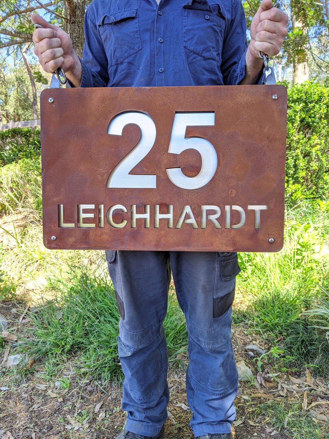 Rustic Corten Steel Farm Sign 40 X 60cm House Number or Address Sign ...