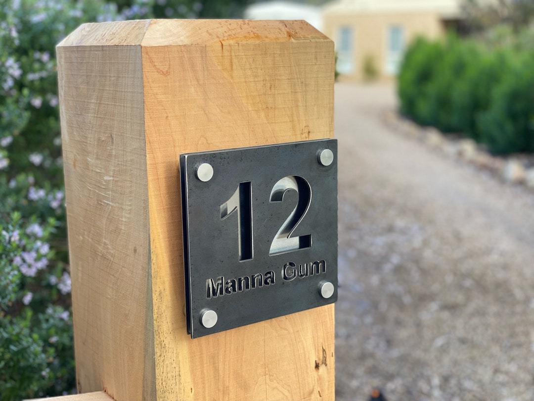 Small Metal House Number Sign 25 X 25cm Made From Rusted Metal for ...