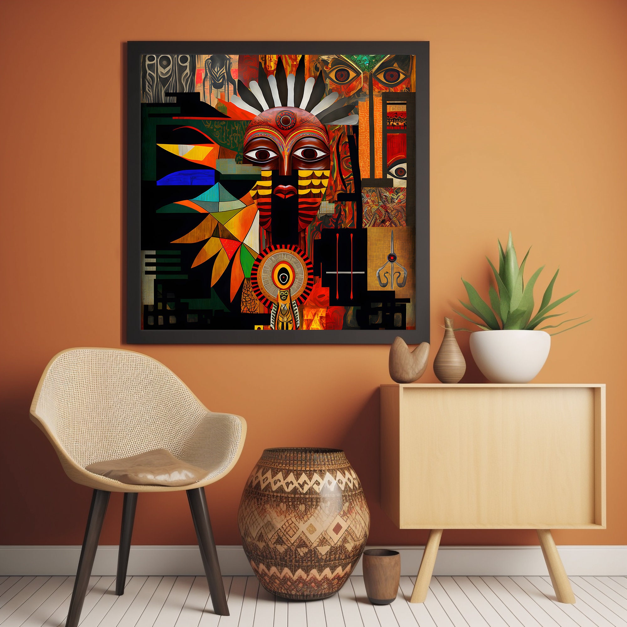 African Abstract Wall Art, Printable Poster, Instant DIGITAL DOWNLOAD Print, Bedroom Art Above ...