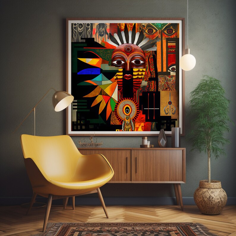 African Abstract Wall Art, Printable Poster, Instant DIGITAL DOWNLOAD Print, Bedroom Art Above ...