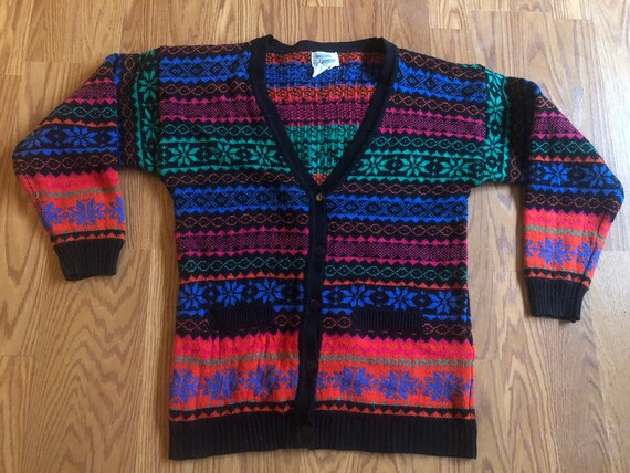 Pastel Rainbow Snowflake Knit Winter Cardigan || Medi… - Gem