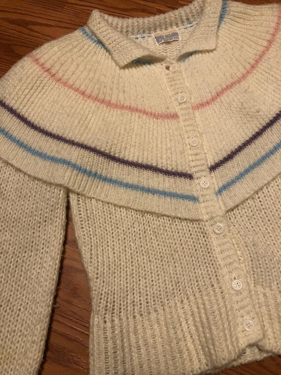 1970's Shawl Collared Cardigan in Sweet Pastels || 70… - Gem