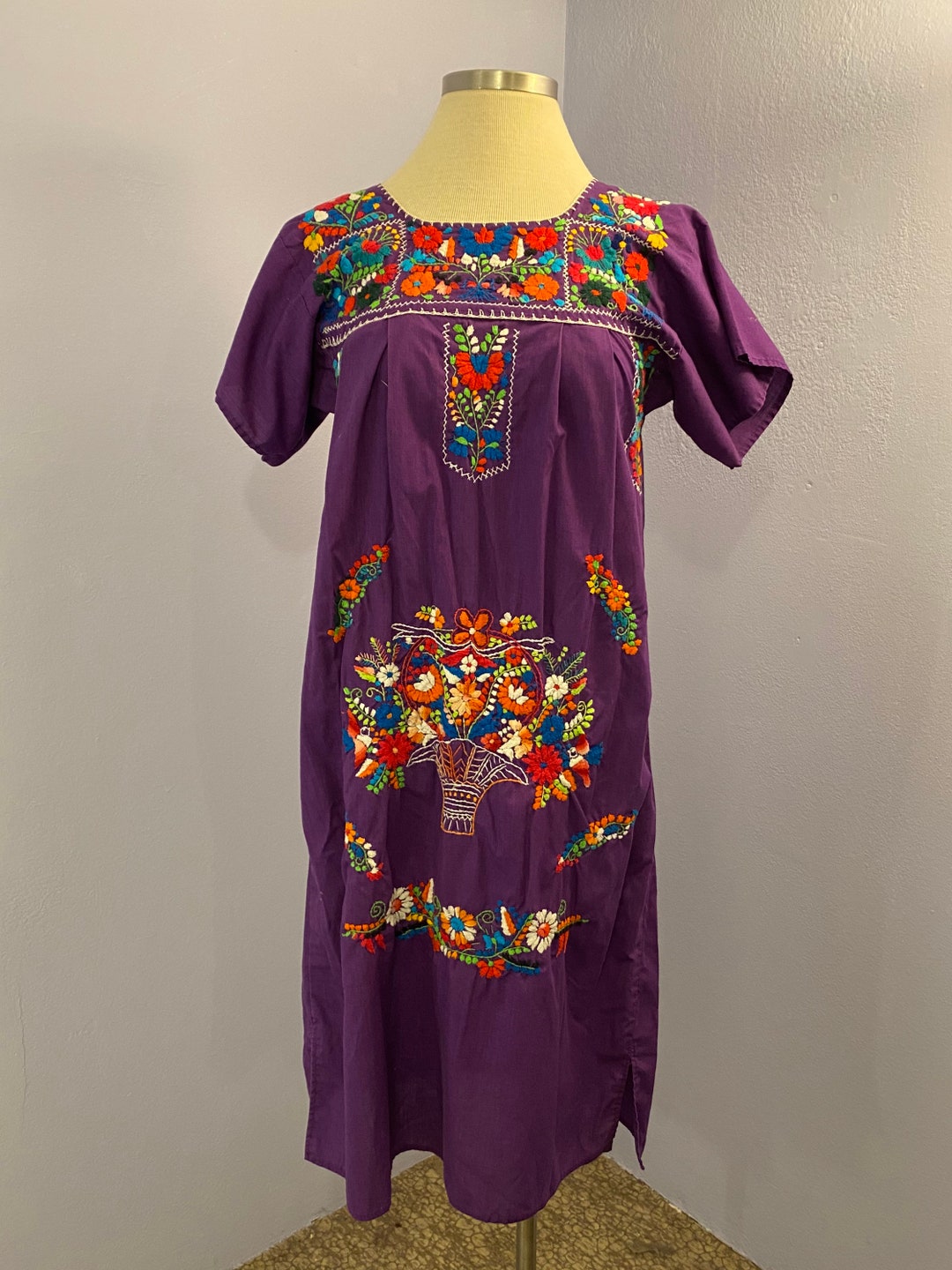 Purple Embroidered Cotton Caftan in a Riotous Rainbow of Colors || One ...
