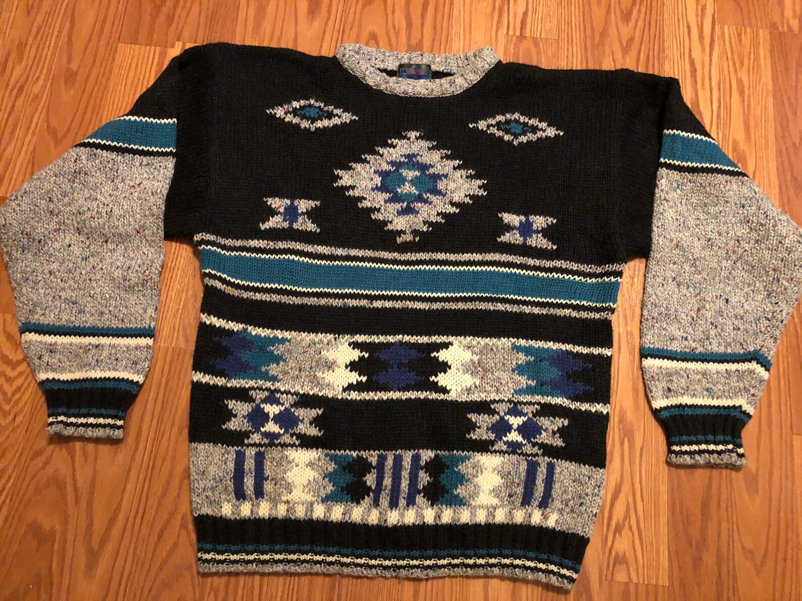 Native American Inspired Knit Sweater W/ Geometric Patterns - Etsy