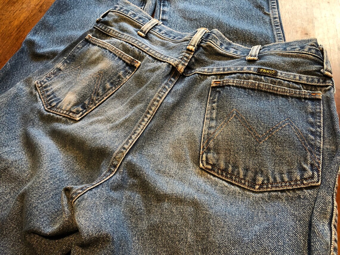 1970's Wide Legged Maverick Jeans PERFECTLY worn 34 x | Etsy