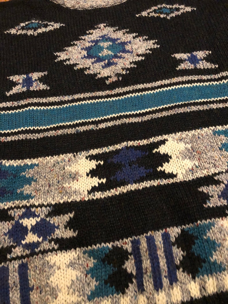 Native American Inspired Knit Sweater W/ Geometric Patterns - Etsy