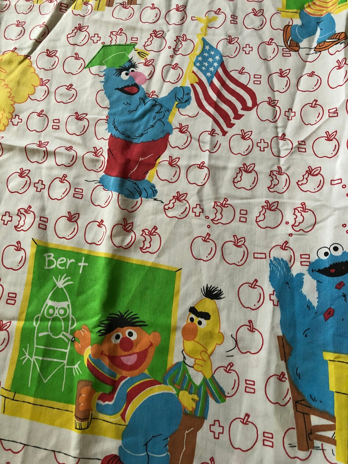 1980's Sesame Street "back to School" Fitted Twin Sheet With Bert ...