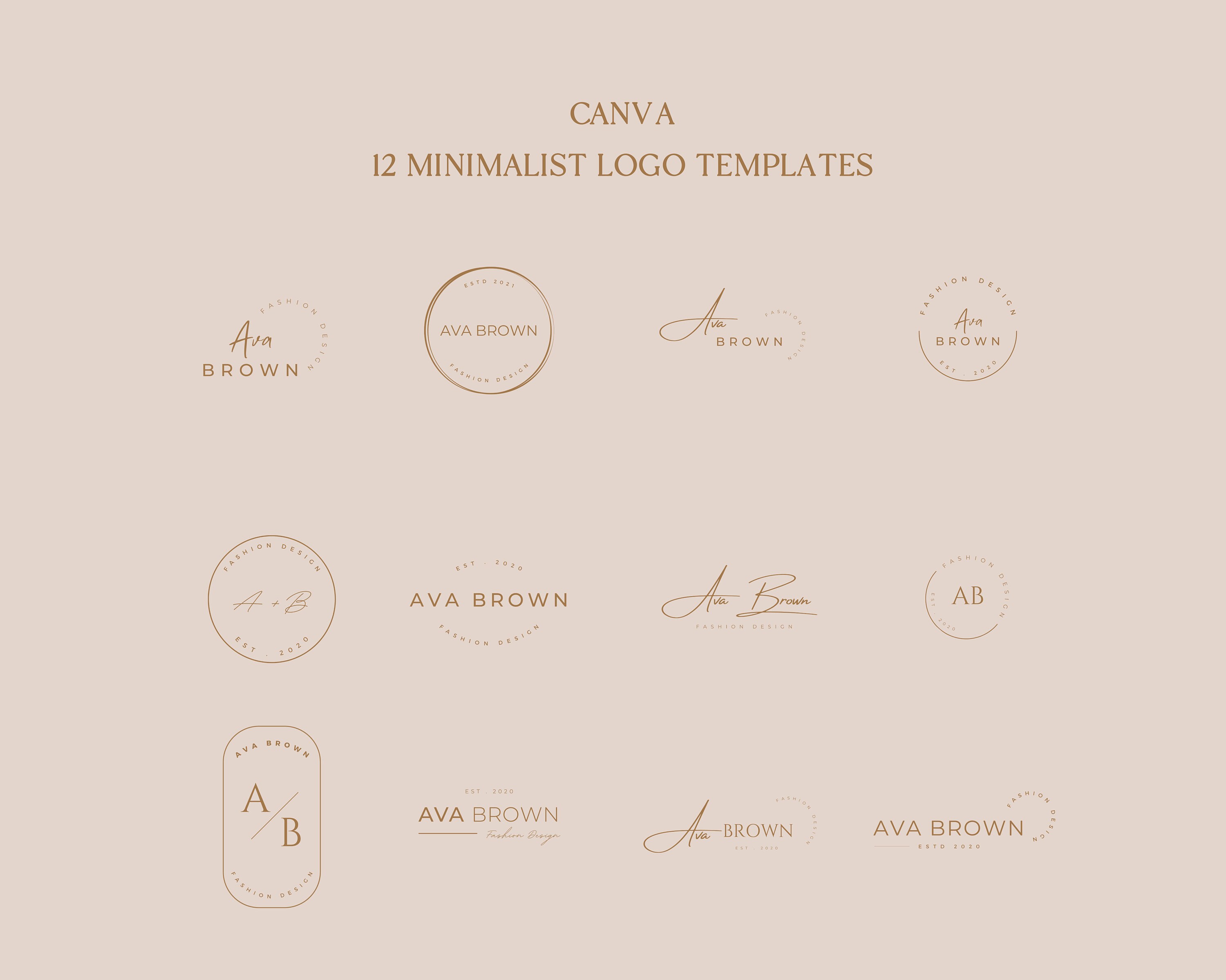 12 Minimalist Logo Template Canva, Modern Logo Templates, Terracotta ...