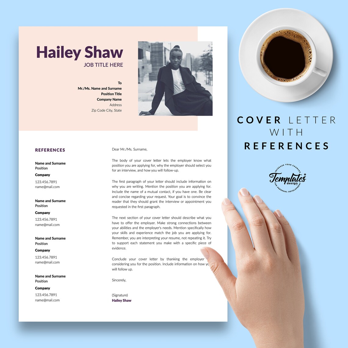 Word Resume Template / Modern Resume Design With Photo / Modern CV ...