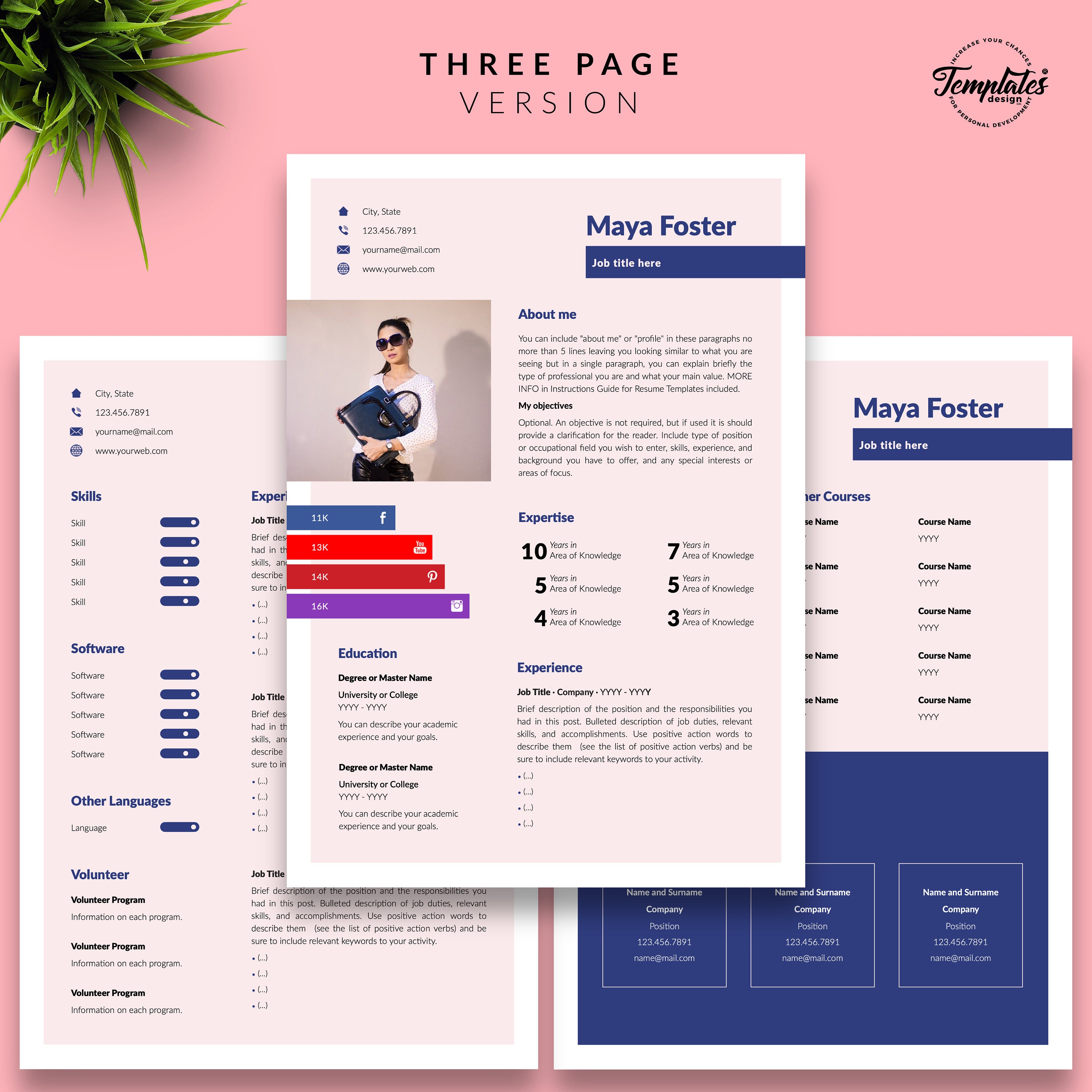 Modern Resume Template for Marketing or Fashion Jobs / Creative CV With ...