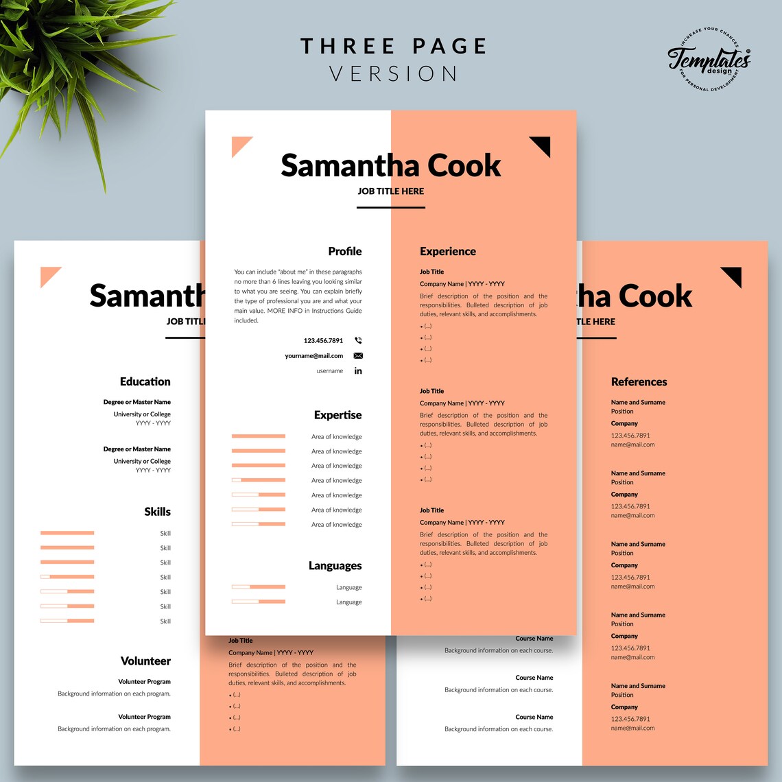 Female CV Resume Template Cover Letter / Modern and Feminine - Etsy Canada