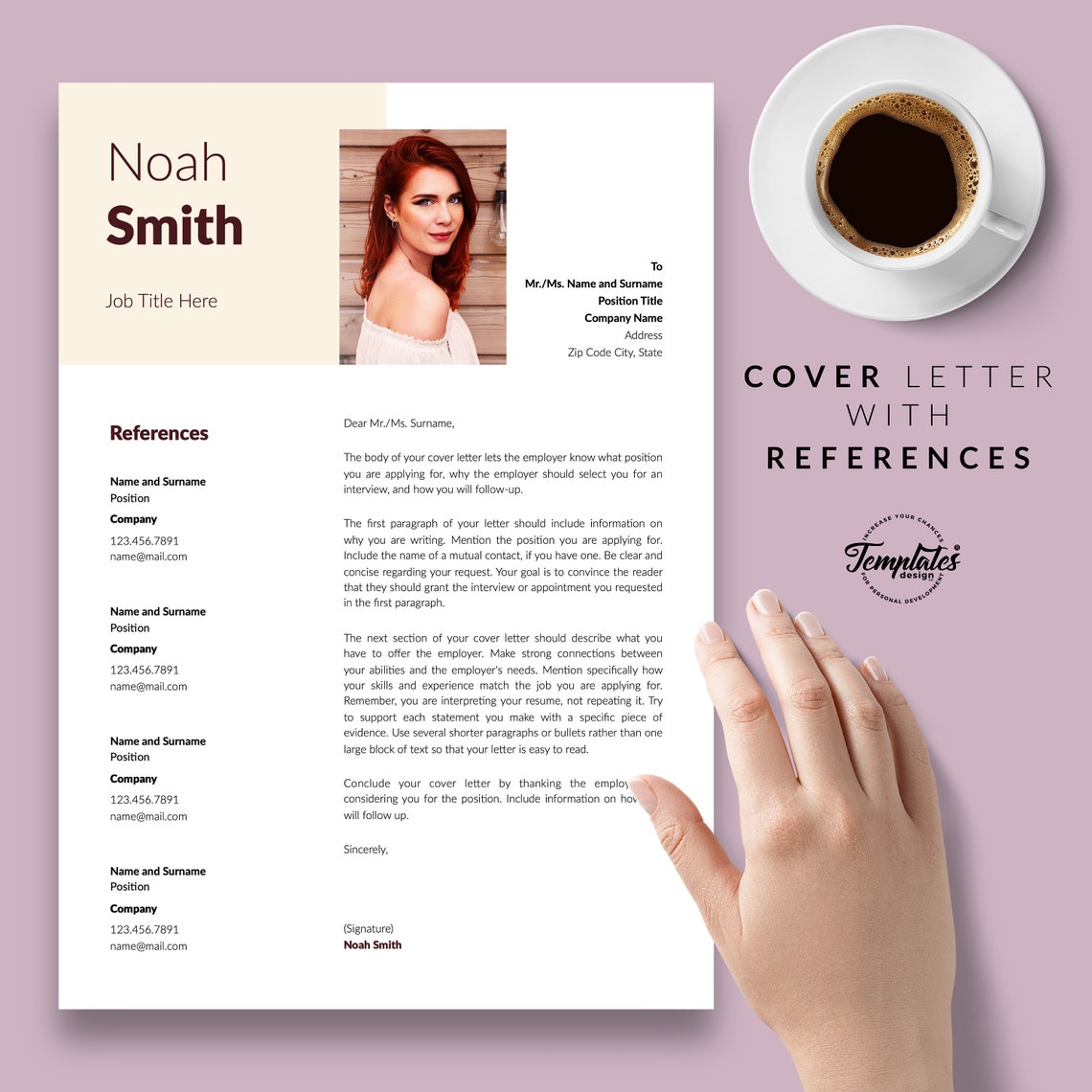 Creative Resume Template With Photo Cover / Modern CV | Etsy