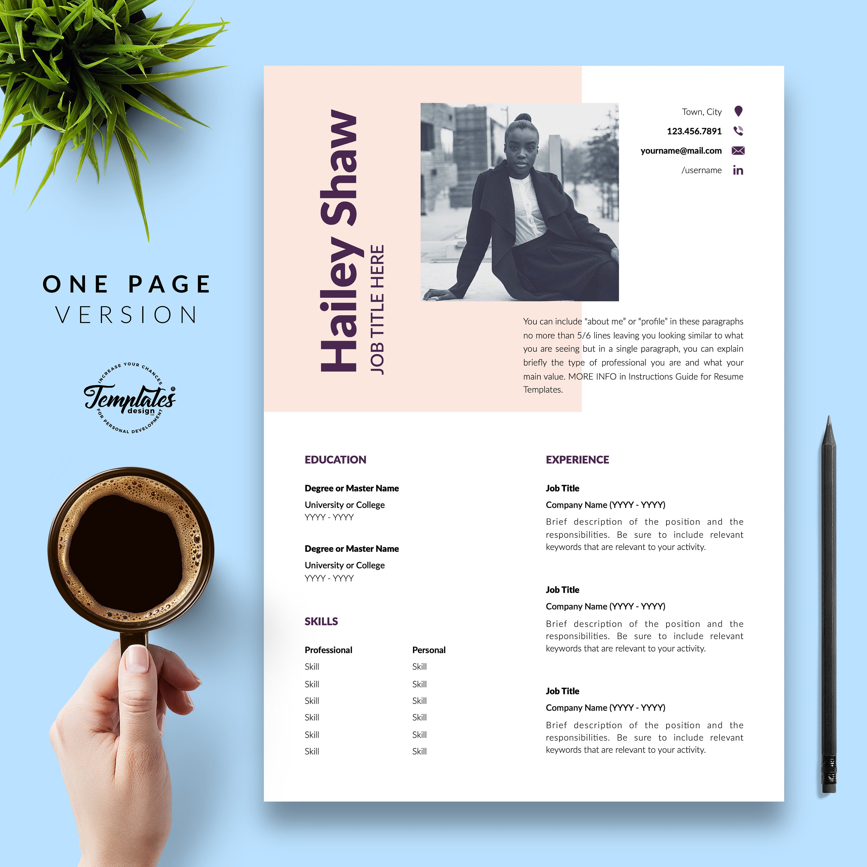 Word Resume Template / Modern Resume Design With Photo / Modern CV ...