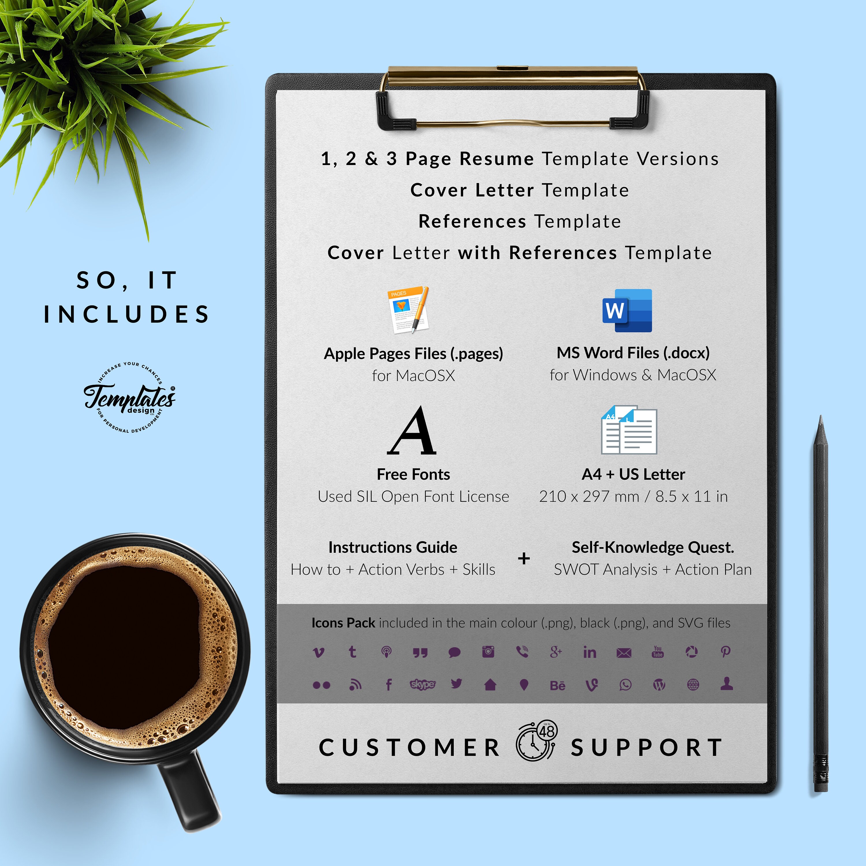 Word Resume Template / Modern Resume Design With Photo / Modern CV ...