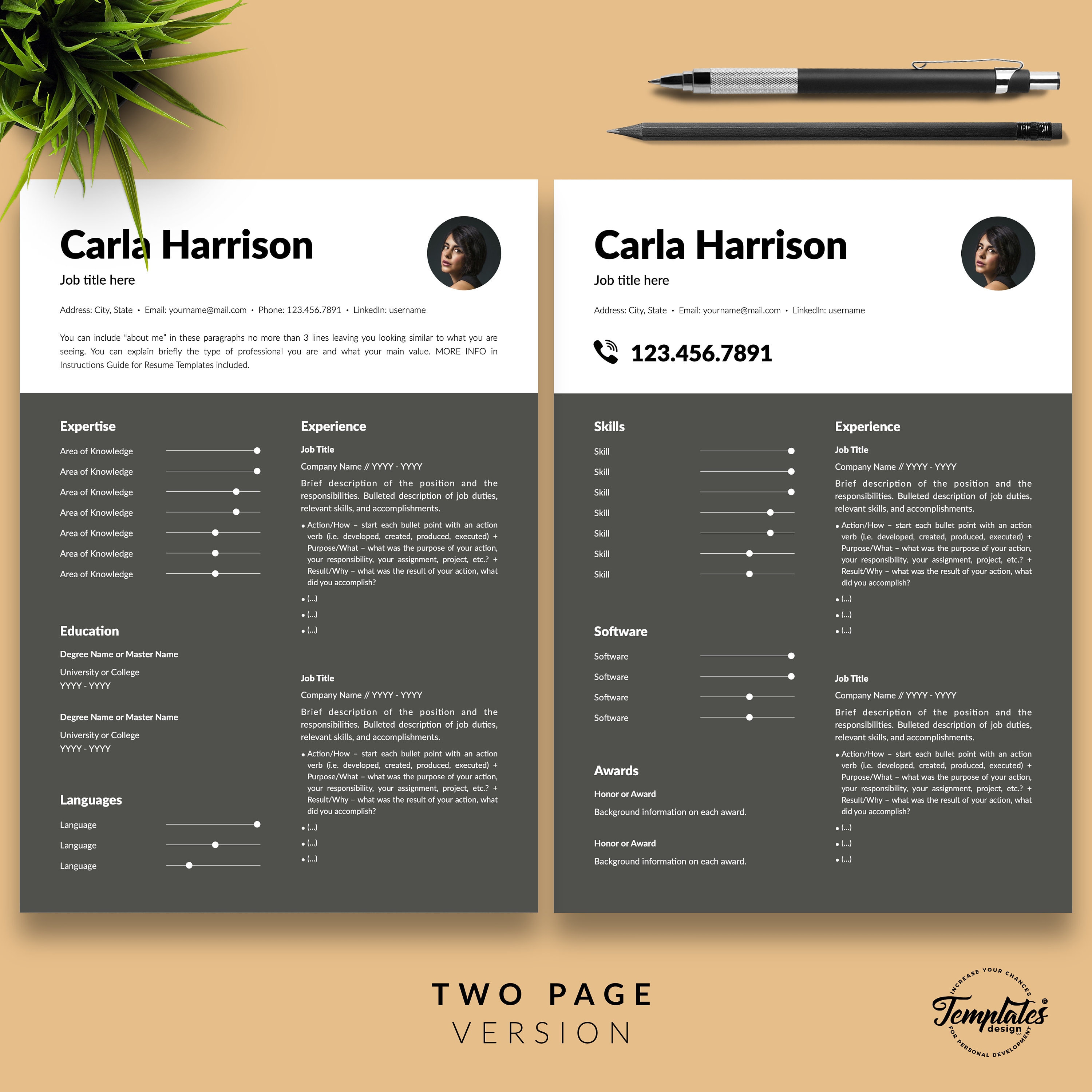 Modern Resume Template With Photo, CV Design (digital Download) - Etsy