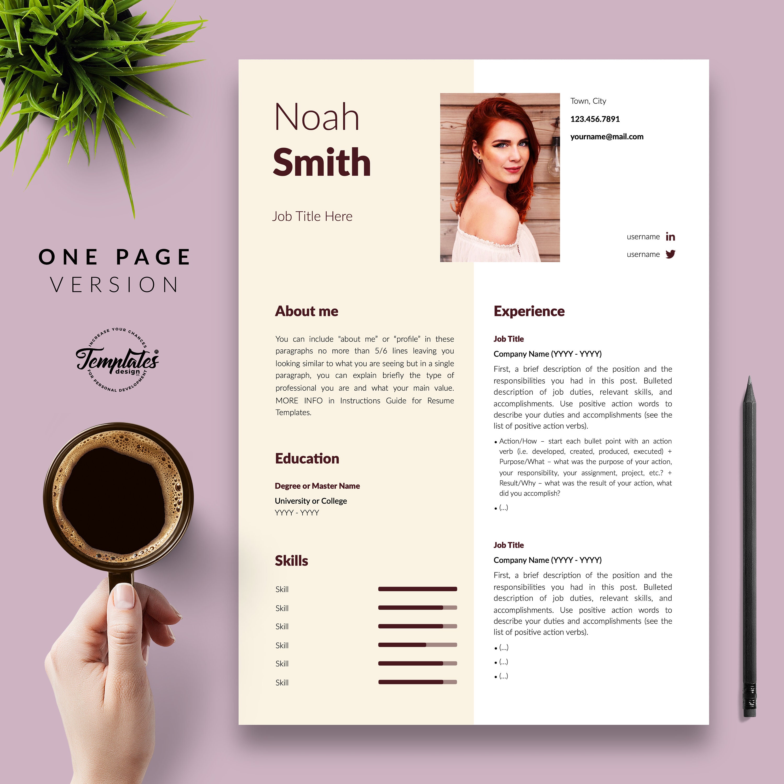 Creative Resume Template With Photo + Cover / Modern CV Template ...