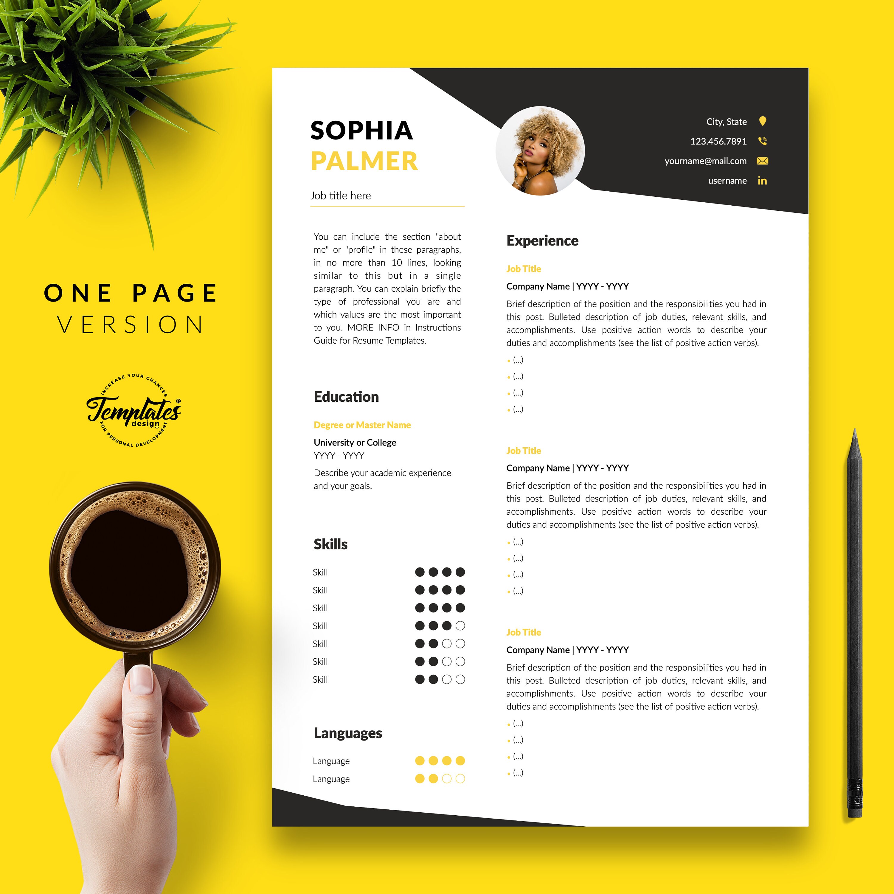 Professional CV Resume With Picture Cover Modern CV Template Editable