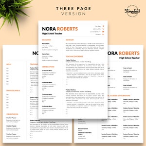 Teacher Resume Template With Cover Letter for Word, Modern CV Design - Etsy