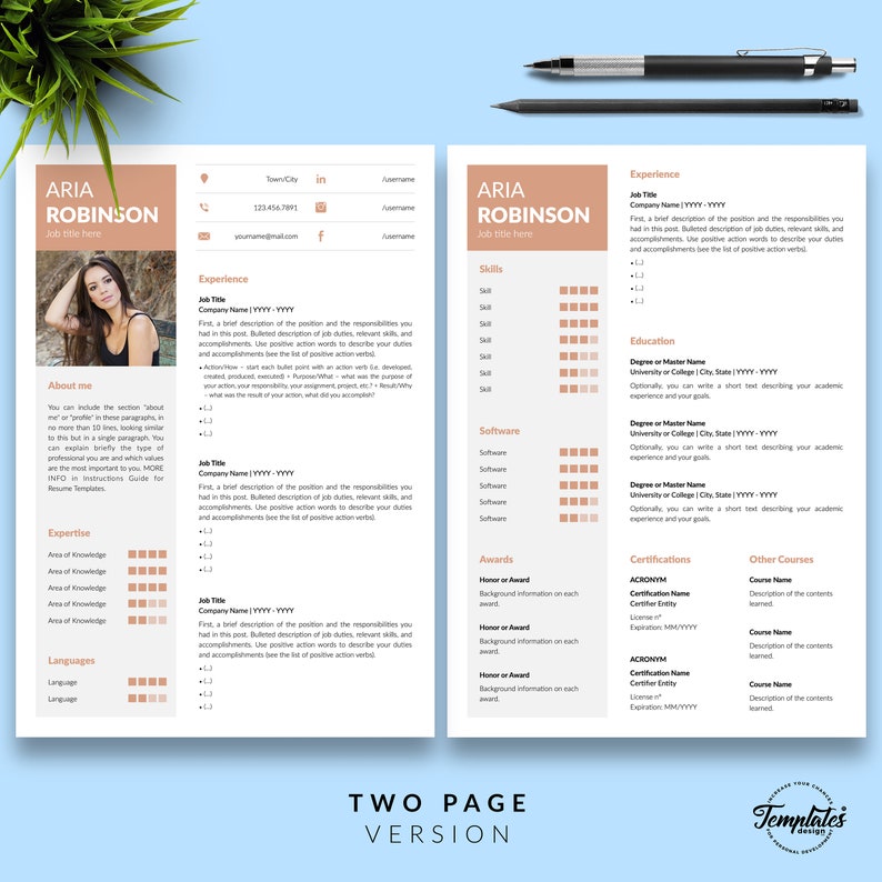 Modern Resume Template, Cover Letter, References (digital Download) - Etsy