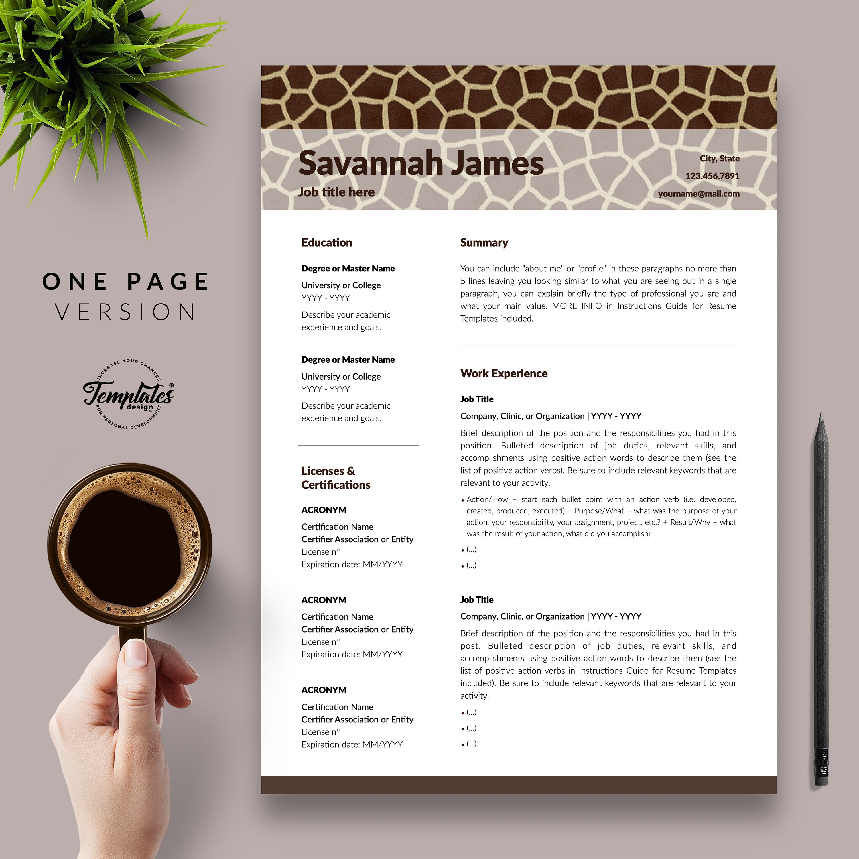 Zoologist Resume Template for Word & Pages / Animal Care CV for ...