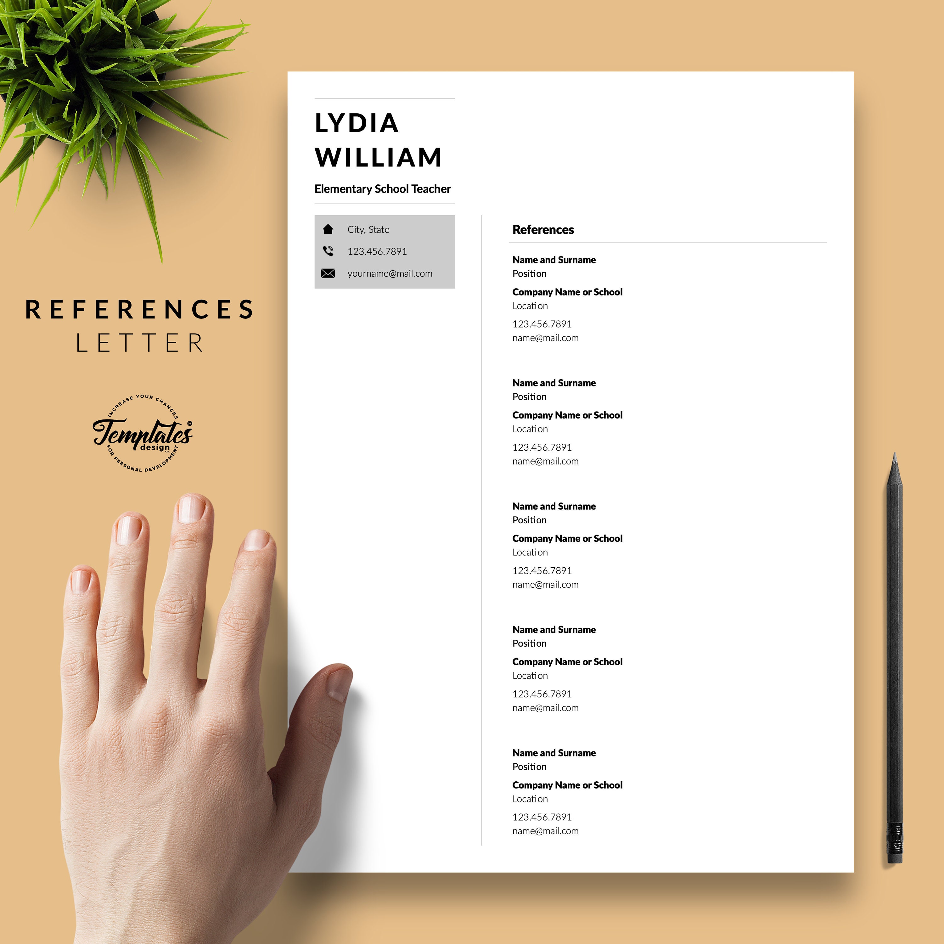 Simple & Basic Resume for Teacher / Minimalist Resume for Word - Etsy