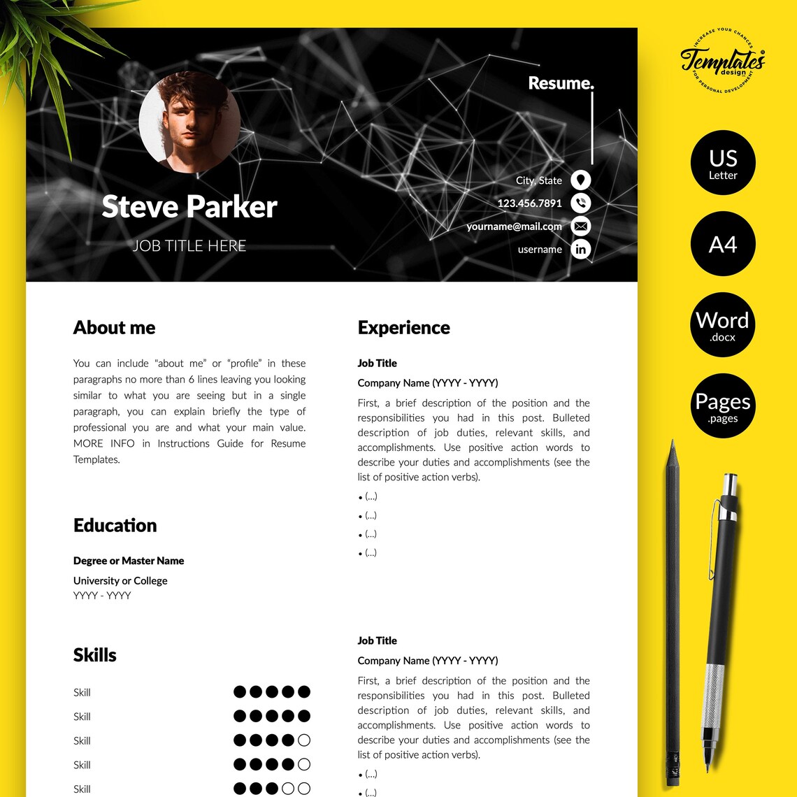 Creative Resume With Picture / Modern CV Template for Word & - Etsy