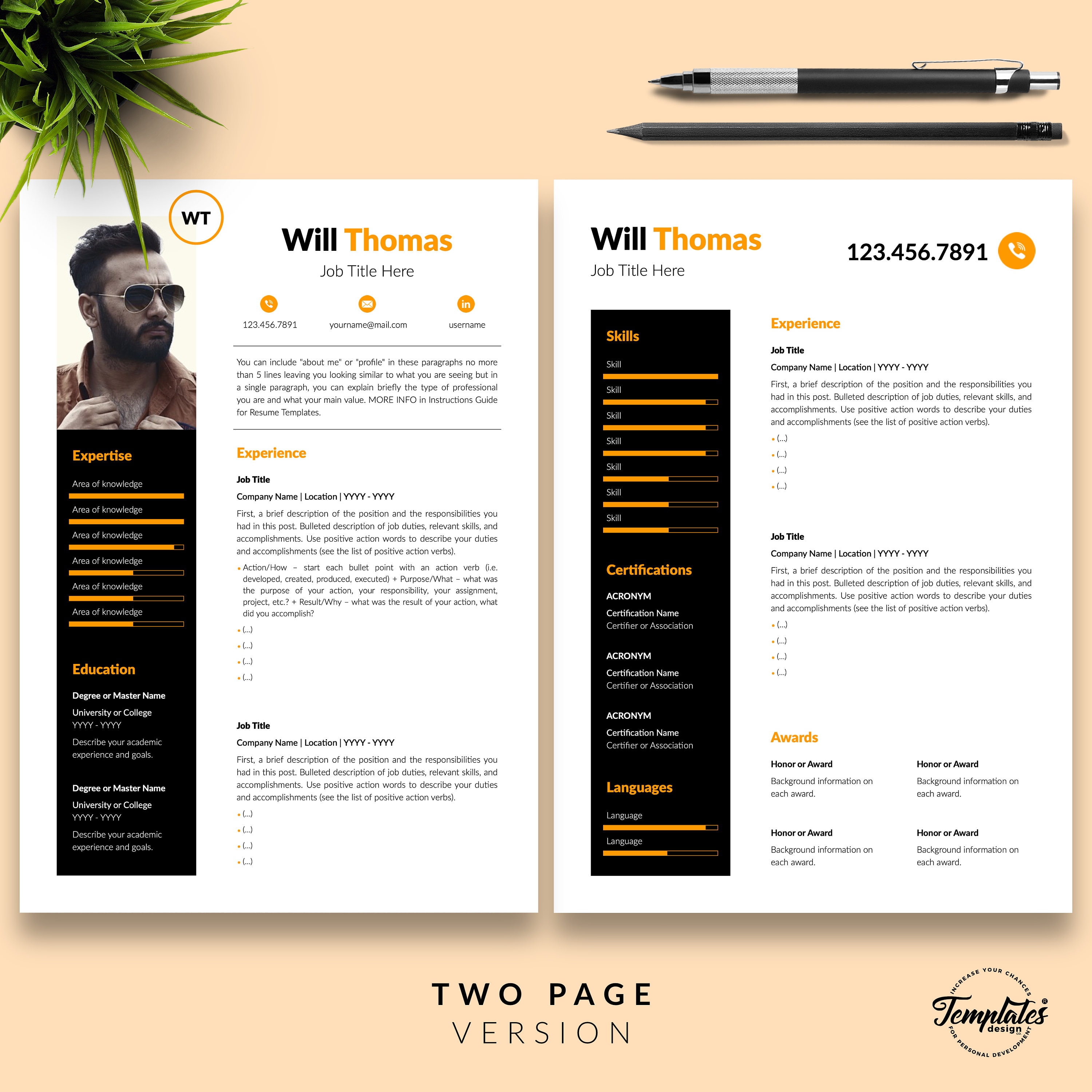 Creative & Modern Resume Template With Photo / Professional CV Template ...