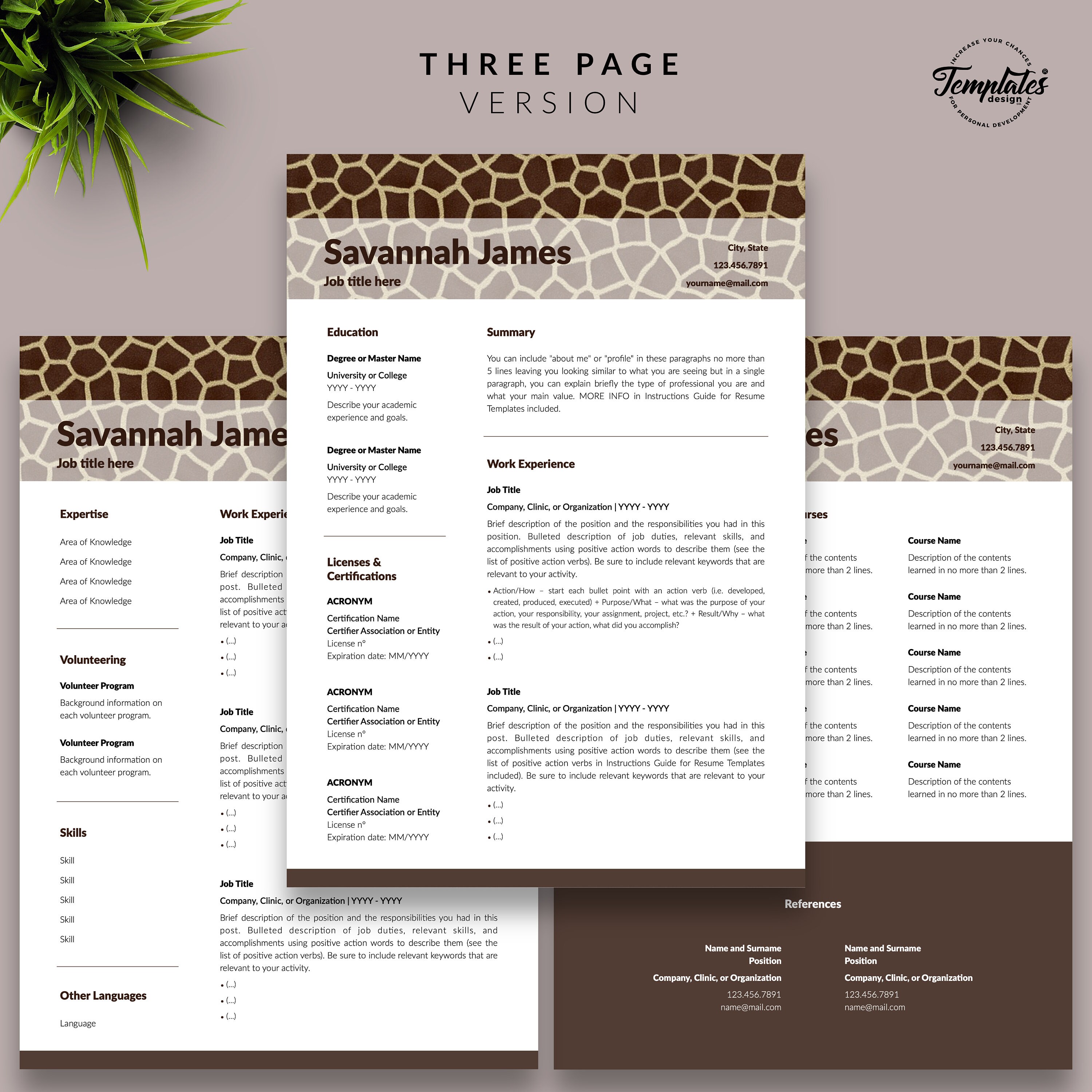 Zoologist Resume Template for Word & Pages / Animal Care CV for ...