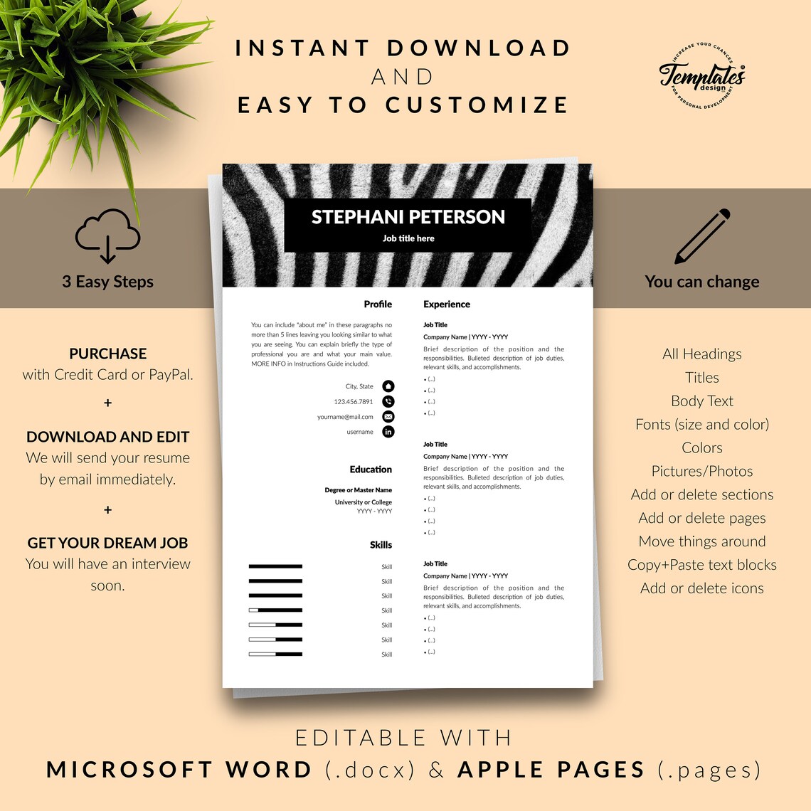 Animal Care Resume / CV Template for Word & Pages / Creative - Etsy Canada