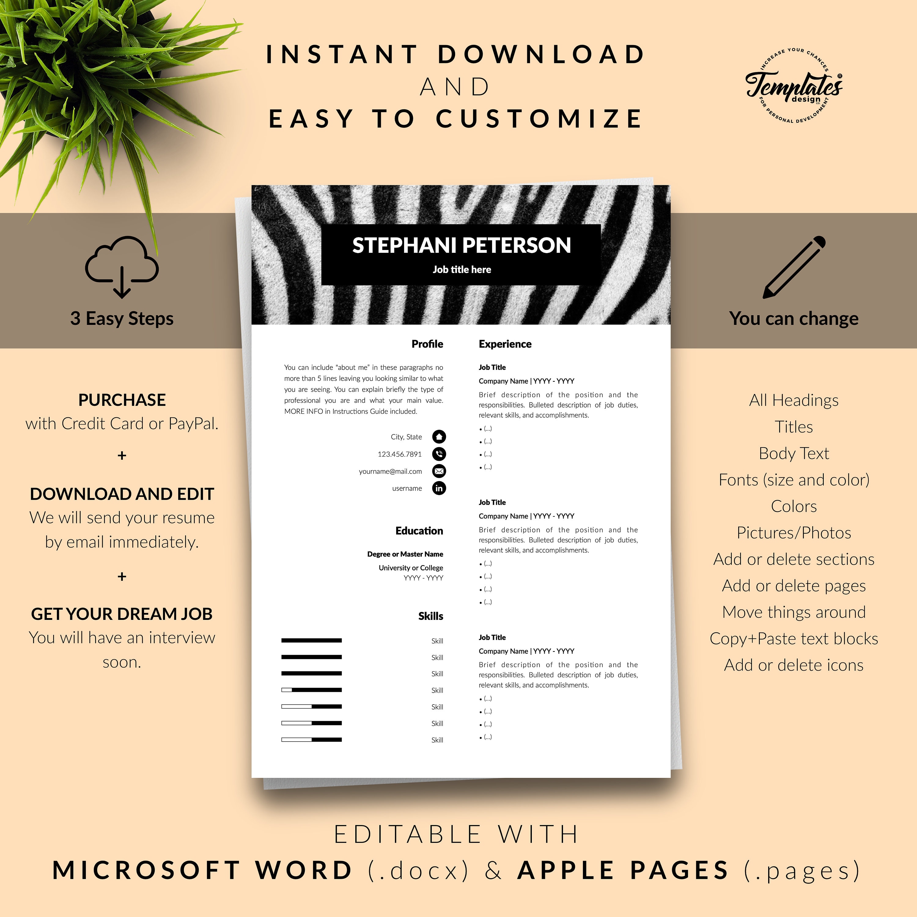 Animal Care Resume / CV Template for Word & Pages / Creative - Etsy Canada