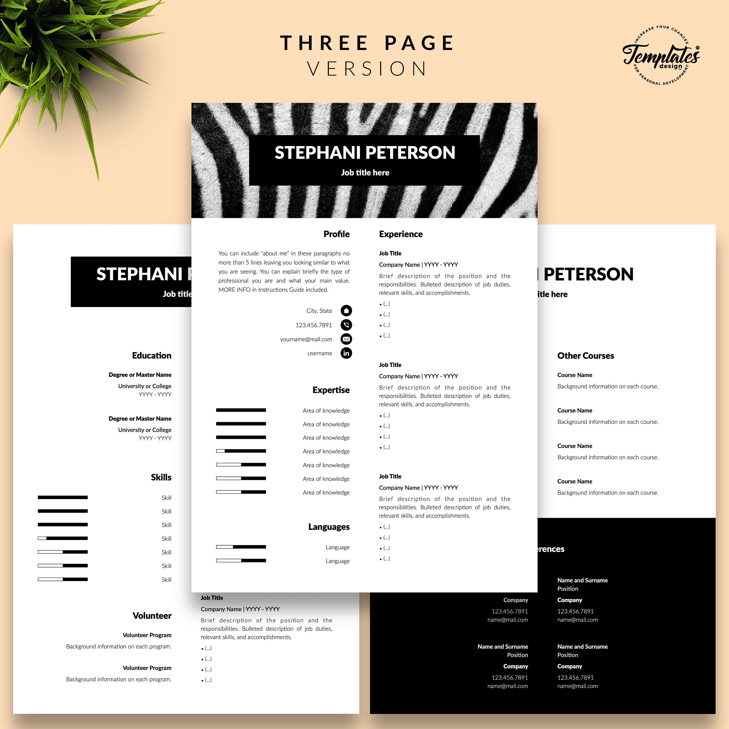 Animal Care Resume / CV Template for Word & Pages / Creative CV for ...