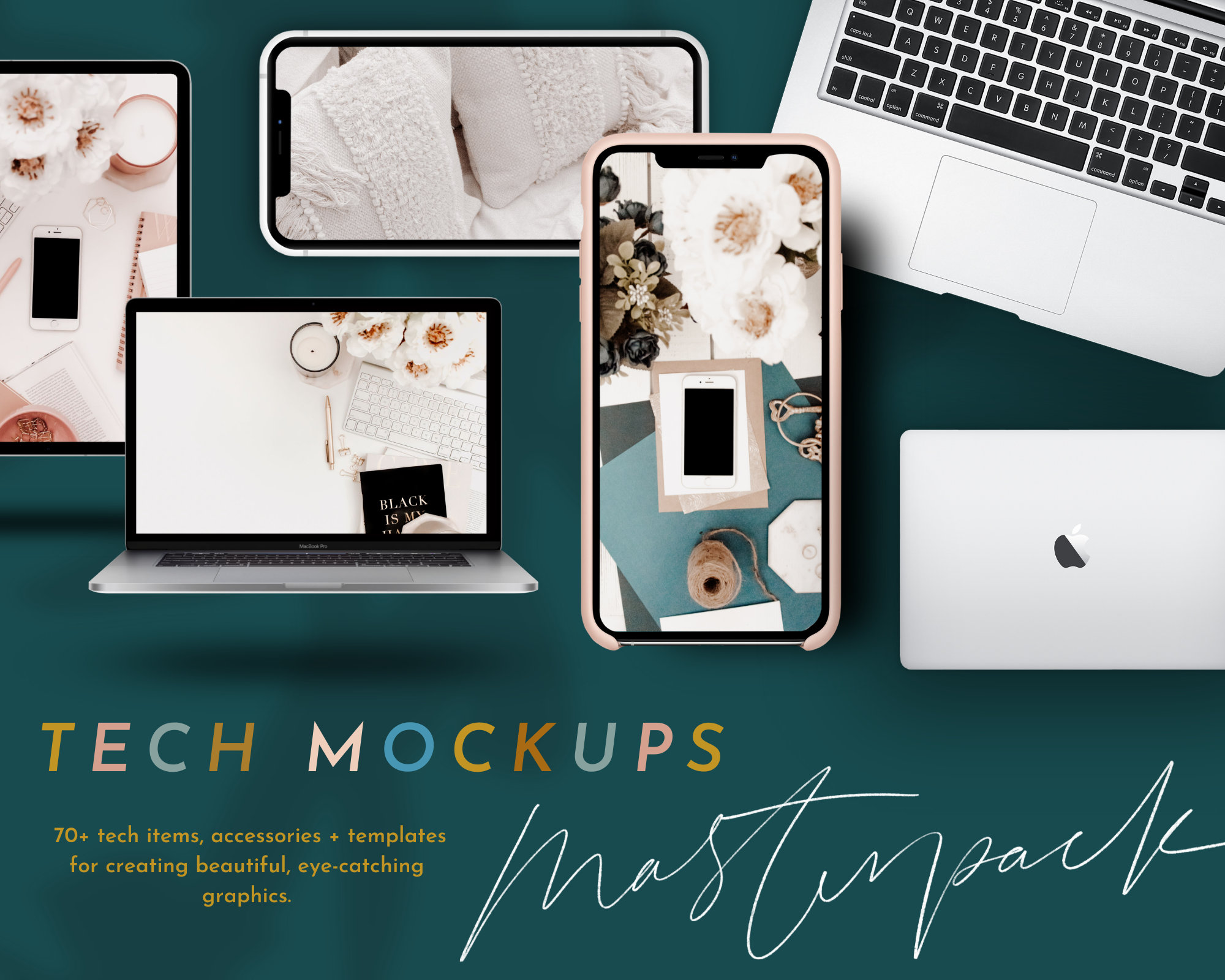 Tech Mockups Masterpack | Rose Gold, Silver, + Gold Mockups | Iphone ...