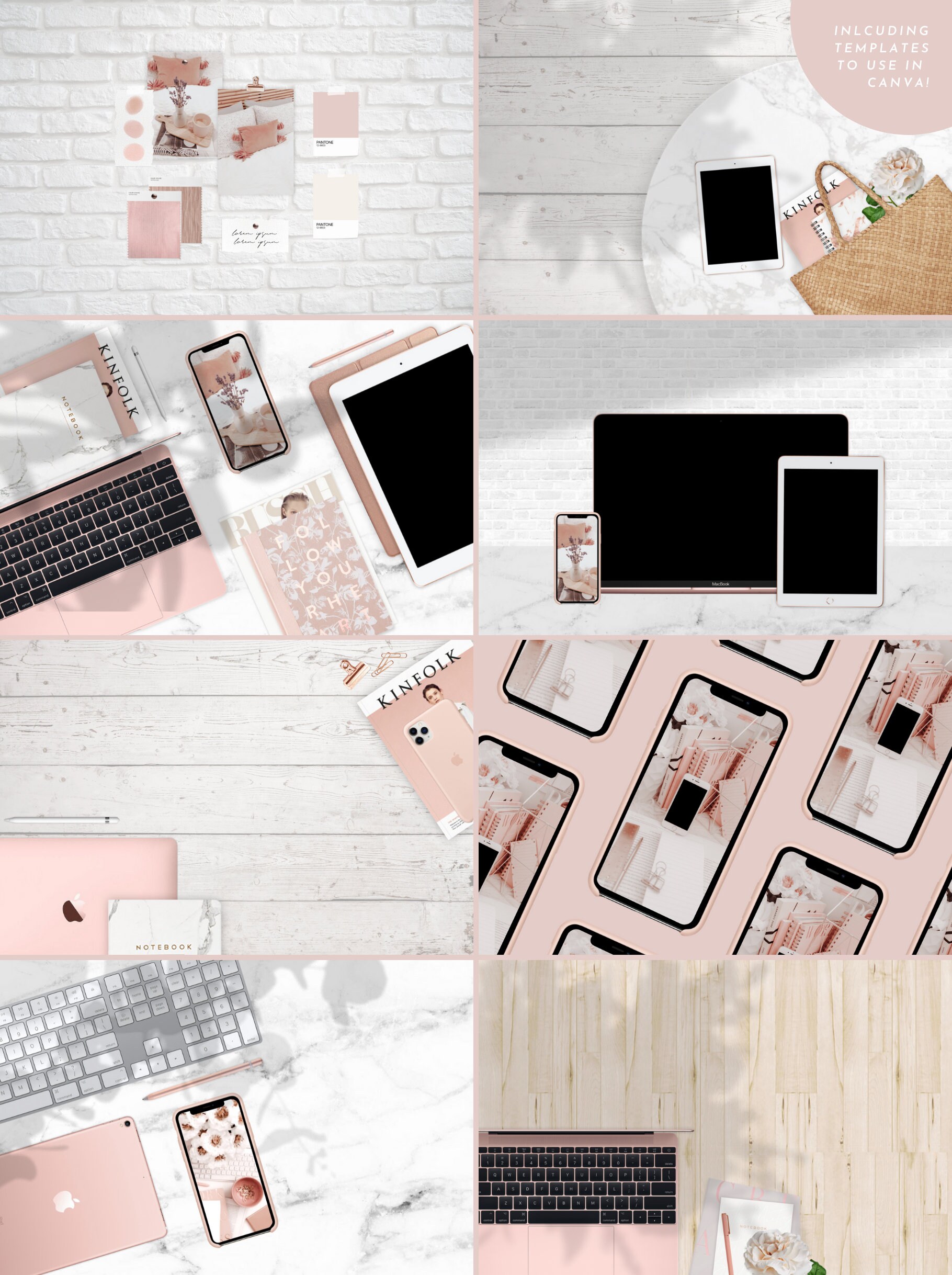 Rose Gold Product Mockups + Scene Creator (canva) | Iphone, Ipad, and ...