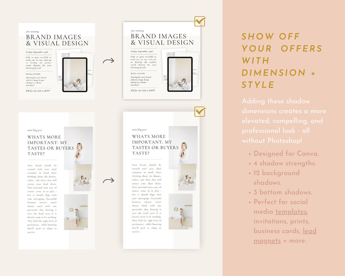 Shadow Effects for Canva Product Mockup Shadows - Etsy