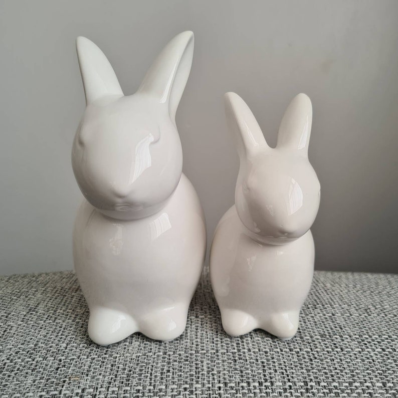 Gloss White Ceramic Bunny Rabbit Ornament Easter Decoration - Etsy