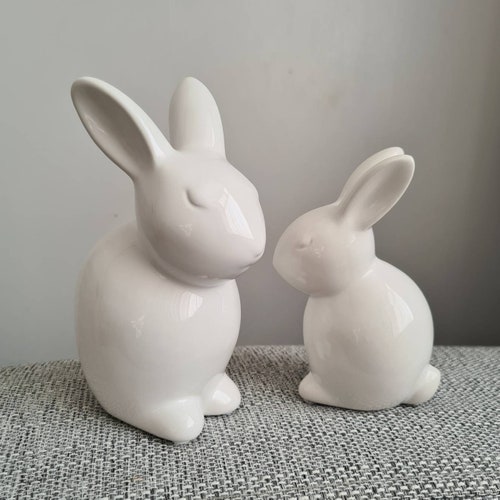 Gloss White Ceramic Bunny Rabbit Ornament Easter Decoration - Etsy